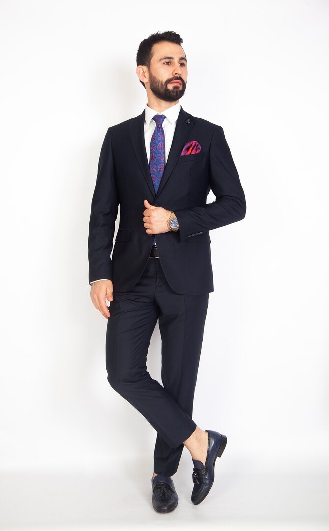 Modrý pánský oblek Slim Fit, model Gabriel | PACO ROMANO