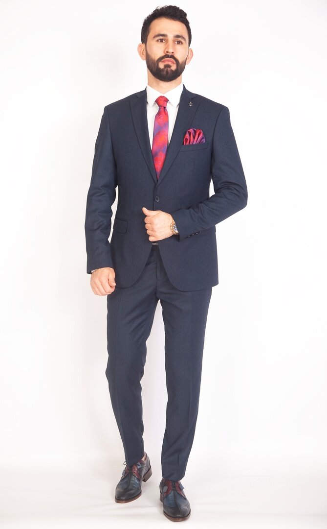 Modrý pánský oblek Slim Fit, model Stanley | PACO ROMANO